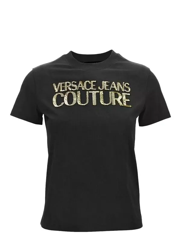Versace Sequin-logo T-shirt - Black