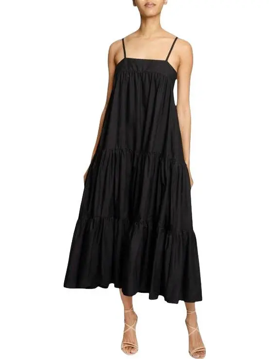Santorelli Itzel Sleeveless Multi-tier Midi Dress - Black