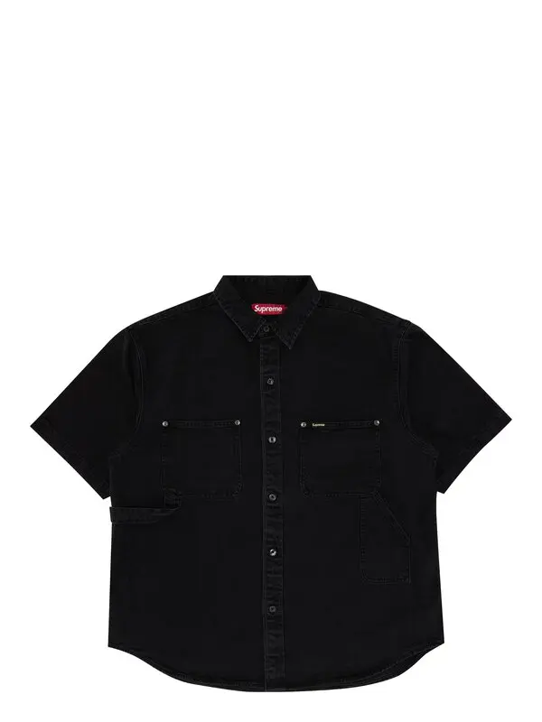 Supreme Loose Fit Short-sleeve Denim Painter Shirt - Black