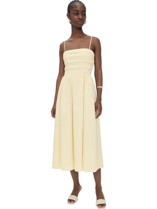 WAYF Sammie Convertible Midi Dress - Straw Yellow