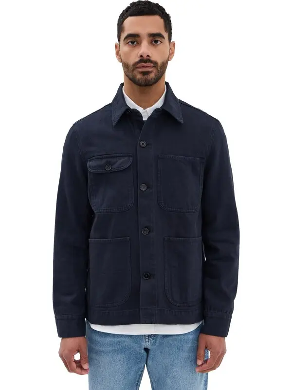 ALEX MILL Garment Dyed Work Jacket - Dark Navy