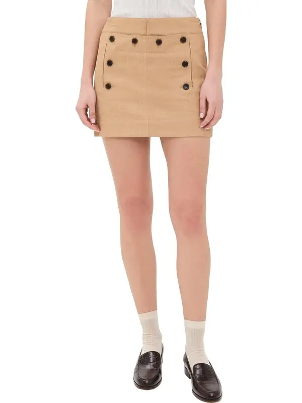 A.L.C. Elli Button Detailed Skirt - Desert Beige