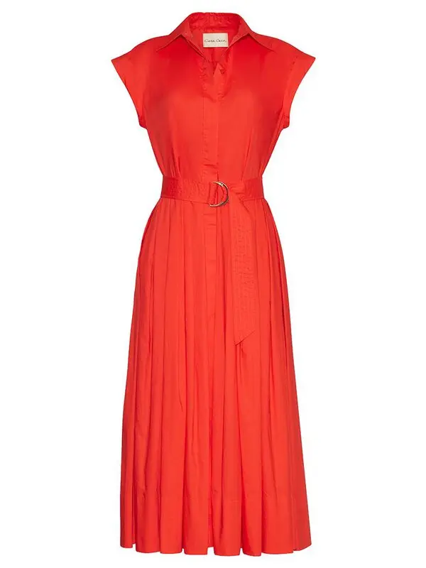 Cara Cara Octavia Belted Shirtdress - Red