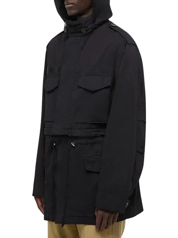 Helmut Lang Field Jacket With Stowaway Hood - Black