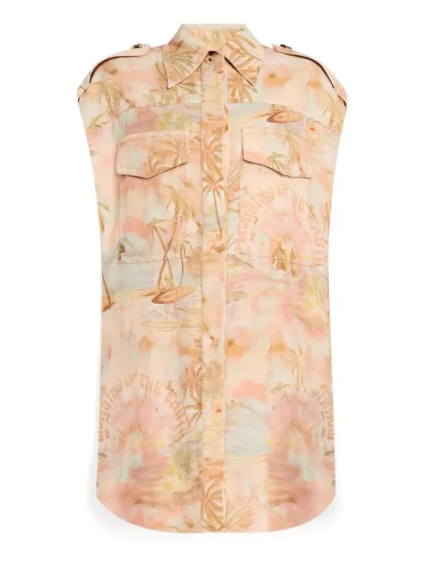 Zimmermann Illuminate Printed Tunic Top - Guava Morning
