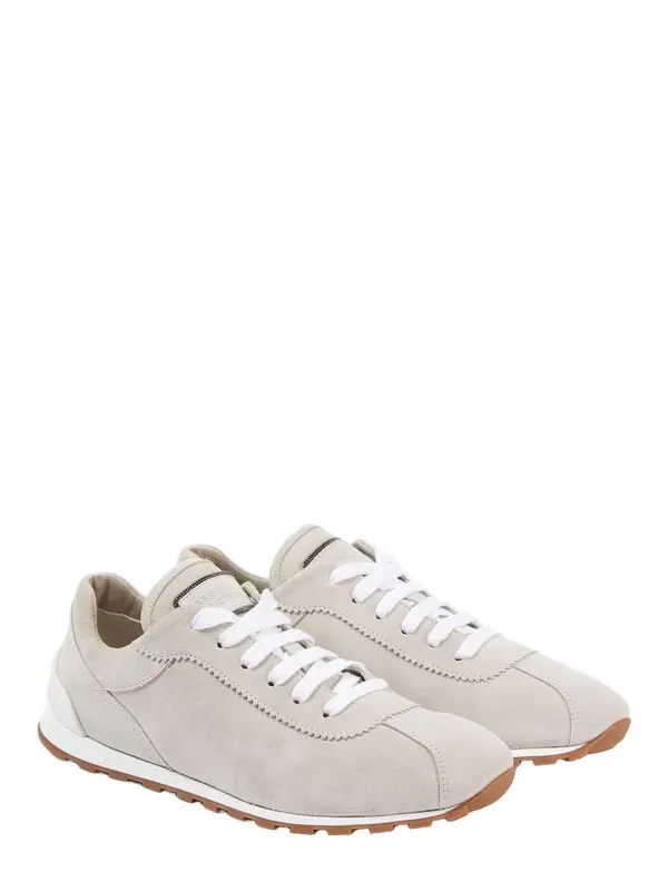 Brunello Cucinelli Monili Suede Sneakers - Beige