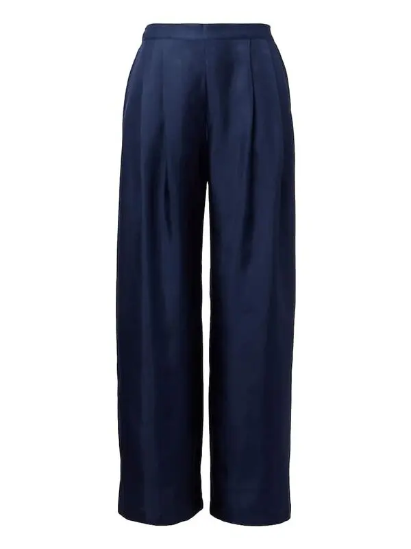 Asceno Isola Wide-leg Silk Pants - Blue