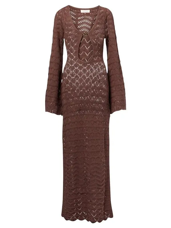 BANANHOT Rey Crochet Maxi Dress - Brown