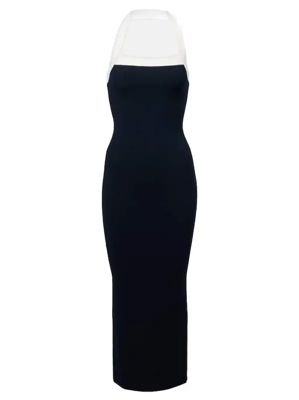 Veronica Beard Christa Halterneck Midi Dress - Black