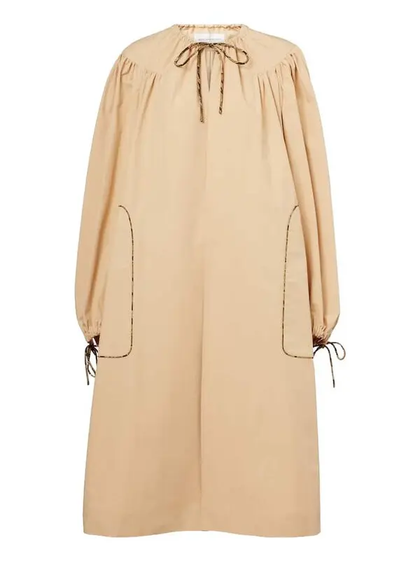 Dries Van Noten Gathered Cotton Poplin Coat - Beige