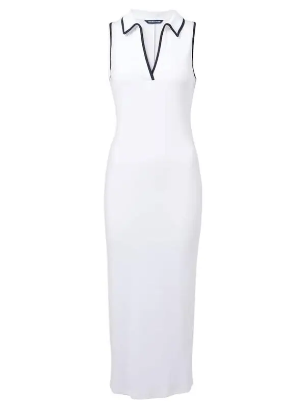 Veronica Beard Darien Ribbed-knit Polo Dress - White