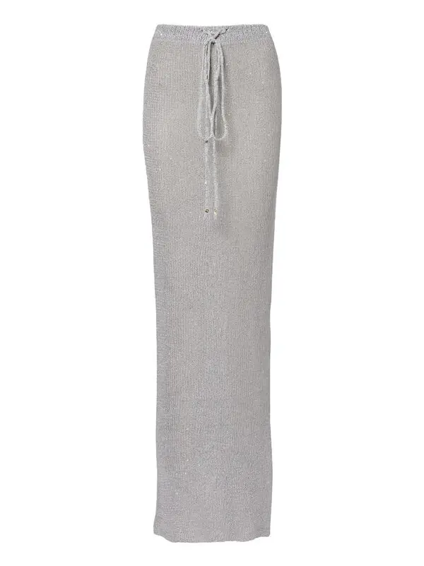 BANANHOT Alma Sequined Maxi Skirt - Silver