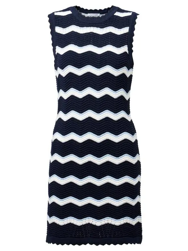 Veronica Beard Templeton Chevron Cotton-blend Minidress - Blue