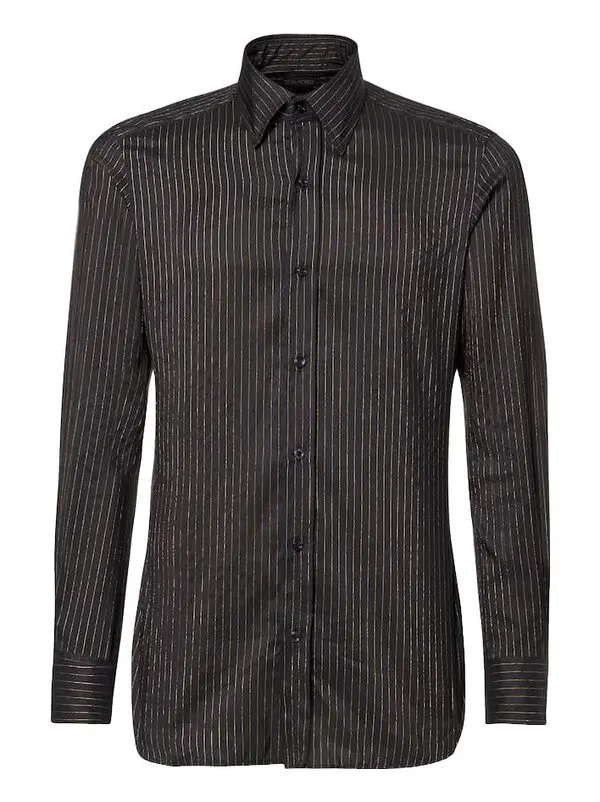 TOM FORD Pinstripe Silk Shirt - Black