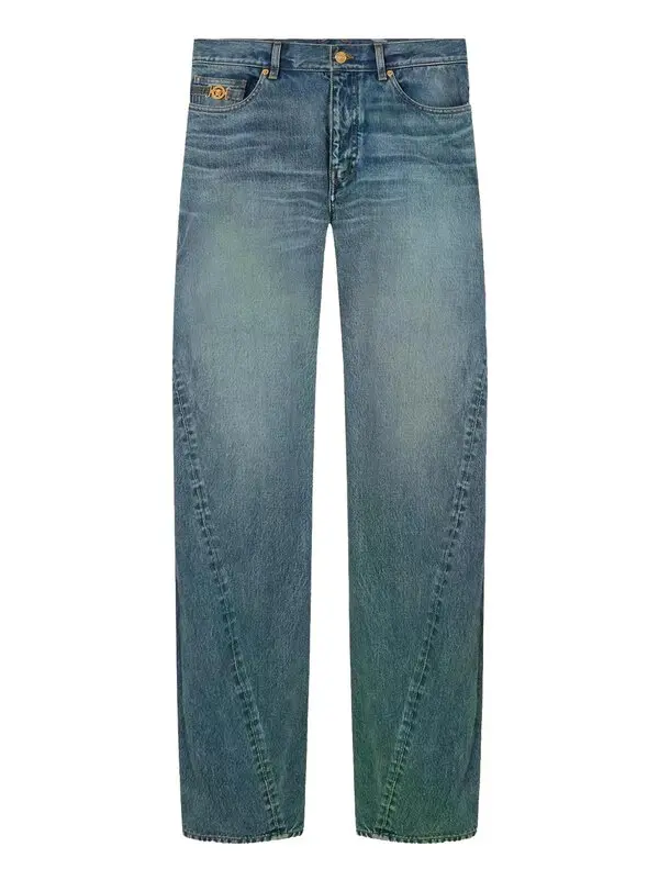 Versace Twisted Wide Leg Jeans - Blue