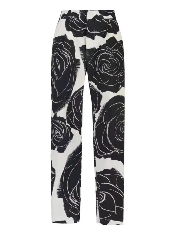 Marni Rose-print Trousers - White