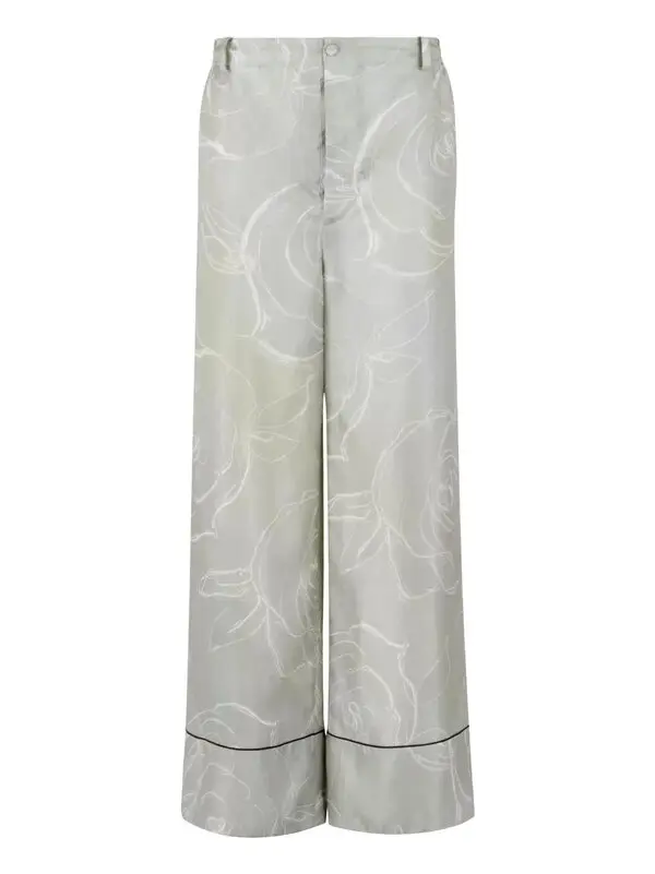 Marni Rose-print Palazzo Pants - Green