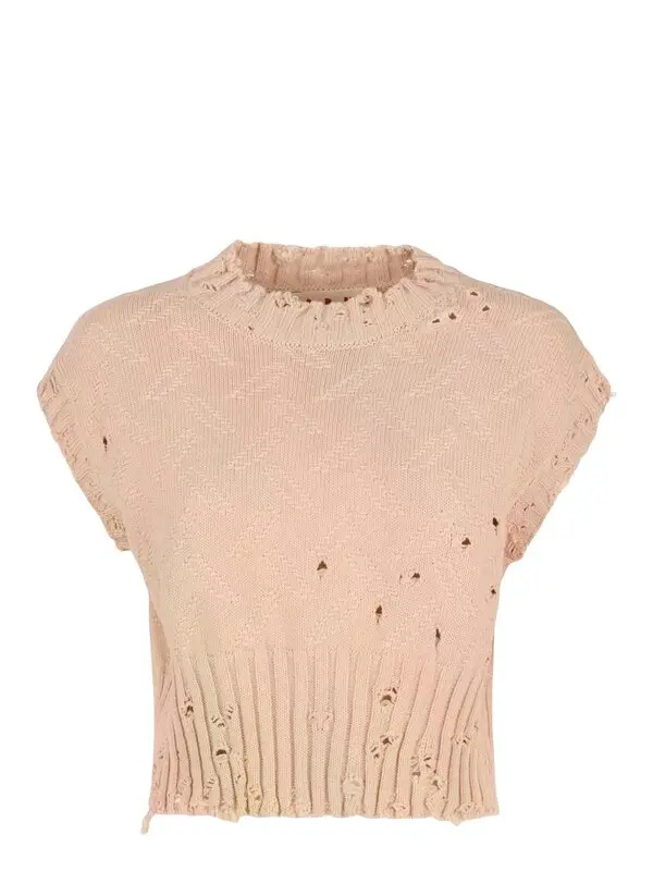 Marni Textured-knit Cropped Top - Neutrals