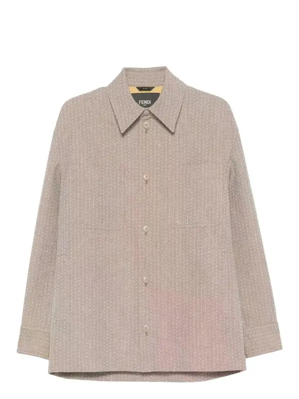 Fendi Jacquard-stitching Shirt Jacket - Neutrals