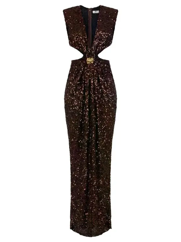Elisabetta Franchi Sequin-embellished Gown - Brown