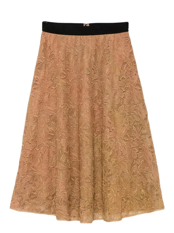 Karl Lagerfeld Orchid-embroidered Skirt - Brown