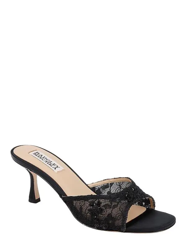 Badgley Mischka Draya Slide Sandals - Black Satin