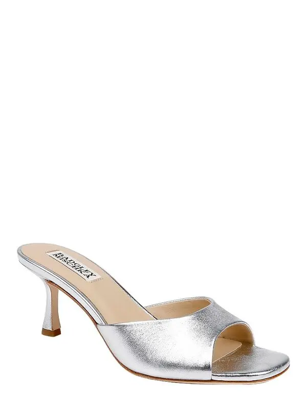 Badgley Mischka Draya Slide Sandals - Silver Leather
