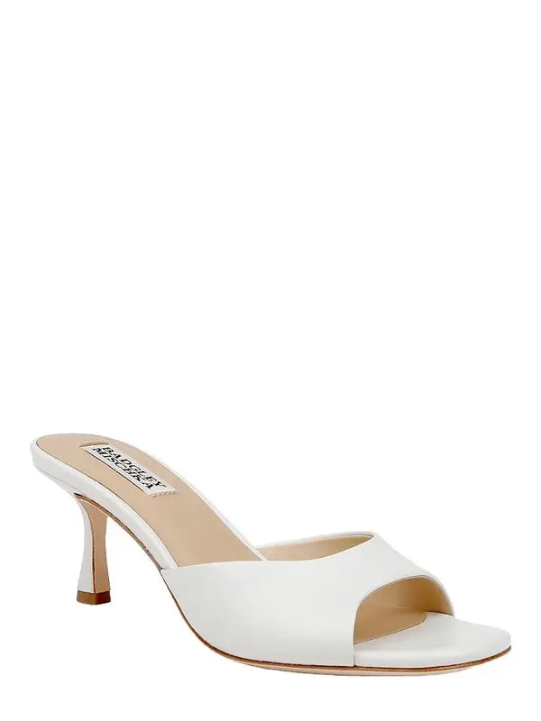 Badgley Mischka Draya Slide Sandals - White Leather