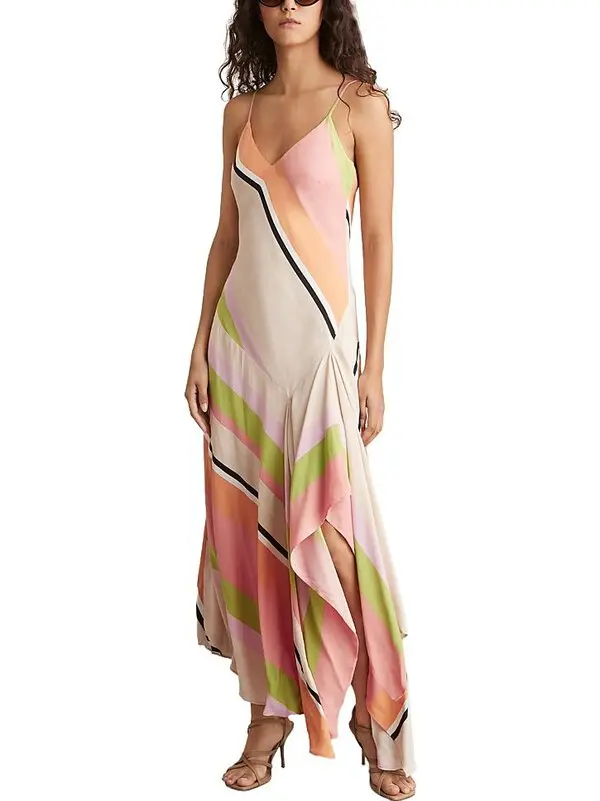 REISS Hallia Printed Maxi Dress - Pink/green