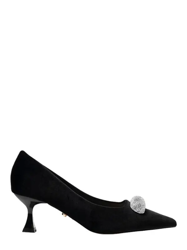 TWENTY FOURHAITCH Velvet Flat Shoes - Black