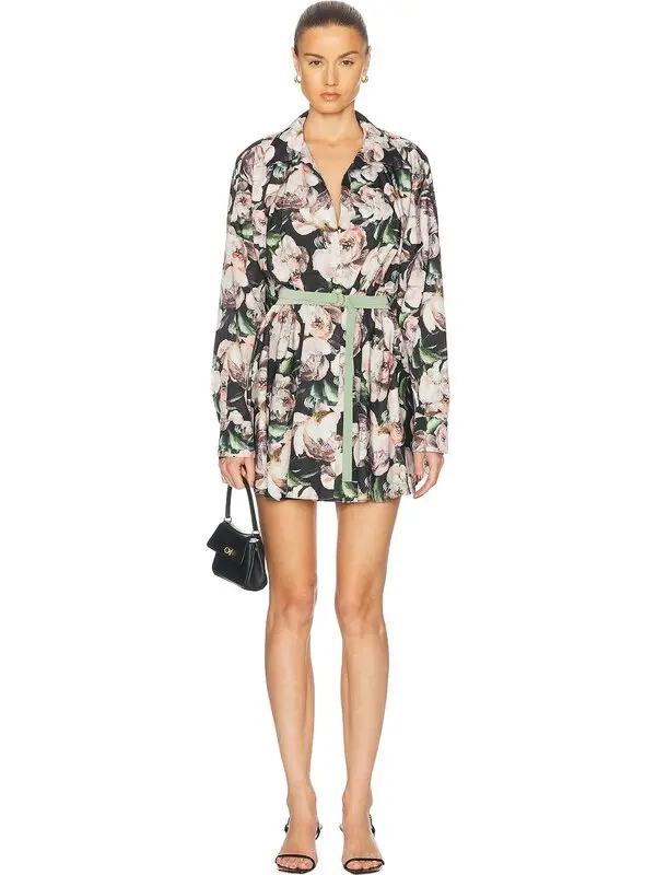 Norma Kamali Super Oversized Boyfriend Shirt Mini Dress - Peony