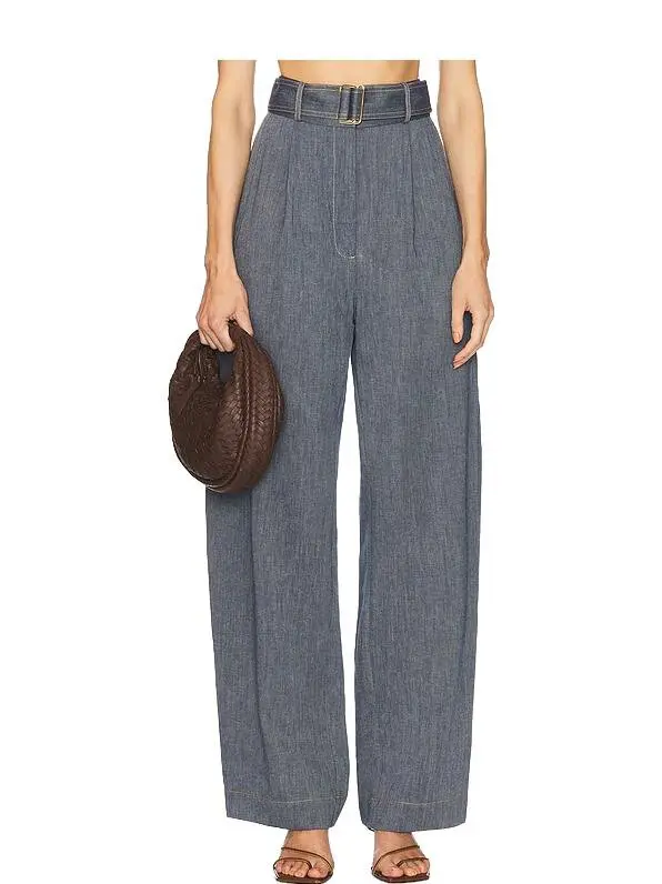 Matthew Bruch Pleated Barrel Trouser - Denim