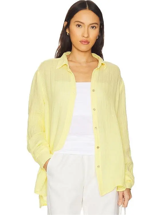 Michael Stars Leo Button Down Shirt - Lemonade