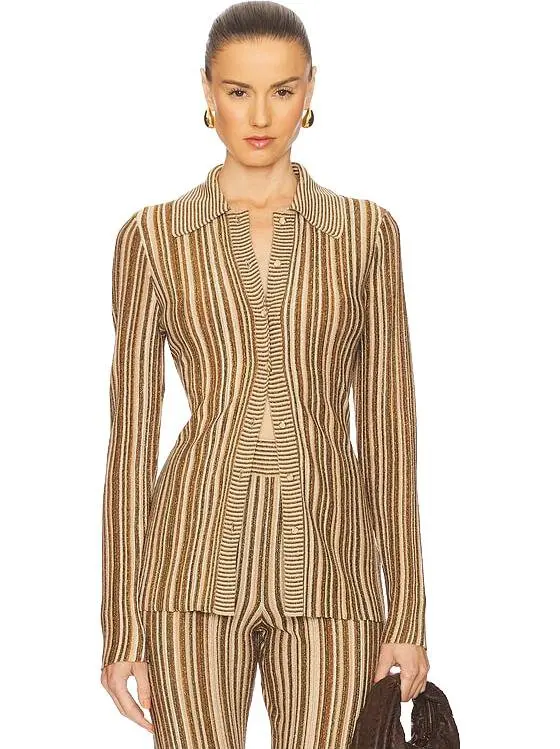 Veronica Beard Landon Metallic Cardigan - Gold & Bronze