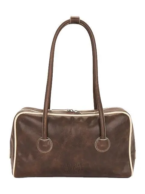 MARGESHERWOOD Soft Boston Bag - Washed Brown Pull Up & Cream Beige
