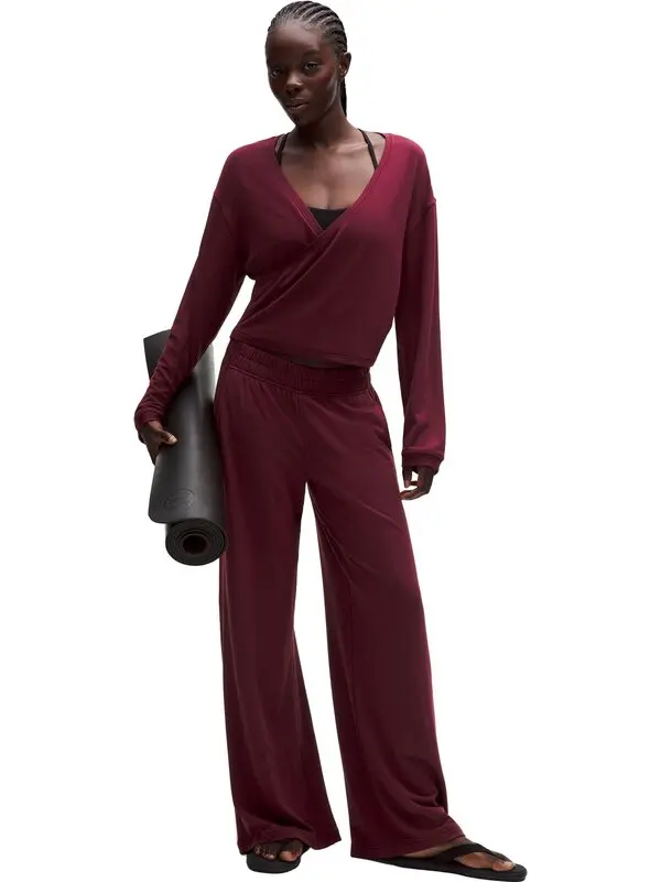 Lululemon Becalm Mid-rise Wide-leg Pant - Burgundy Bay