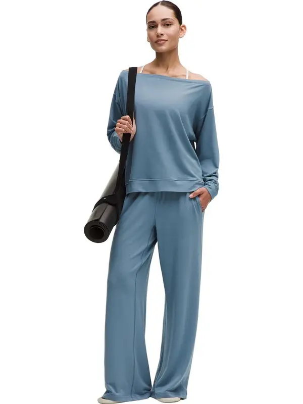 Lululemon Becalm Mid-rise Wide-leg Pant - Steel Blue