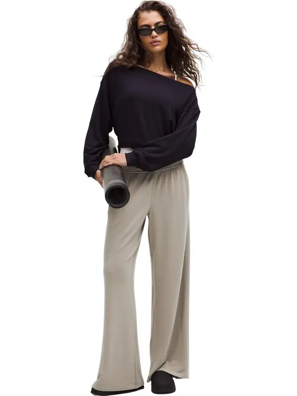 Lululemon Becalm Mid-rise Wide-leg Pant - Warm Ash Grey