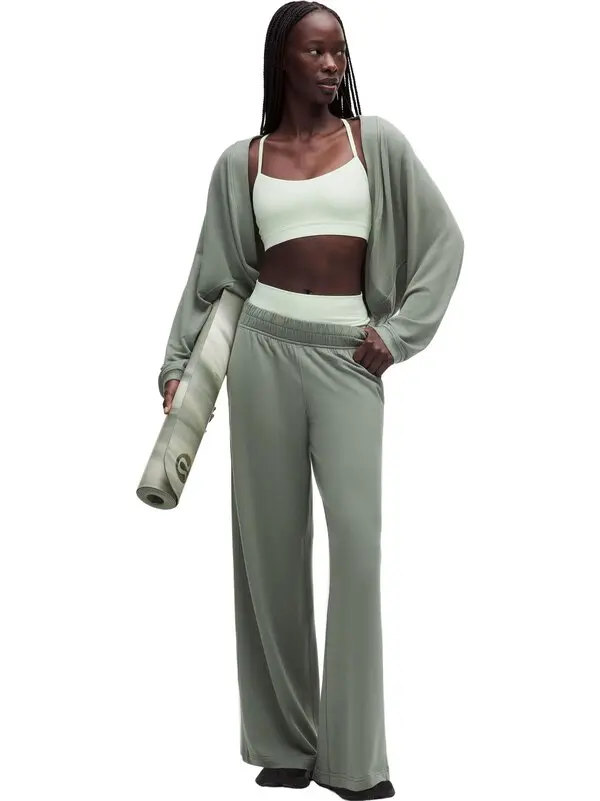 Lululemon Becalm Mid-rise Wide-leg Pant - Willow Leaf