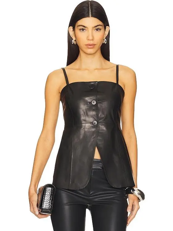 LAMARQUE Milana Leather Top - Black