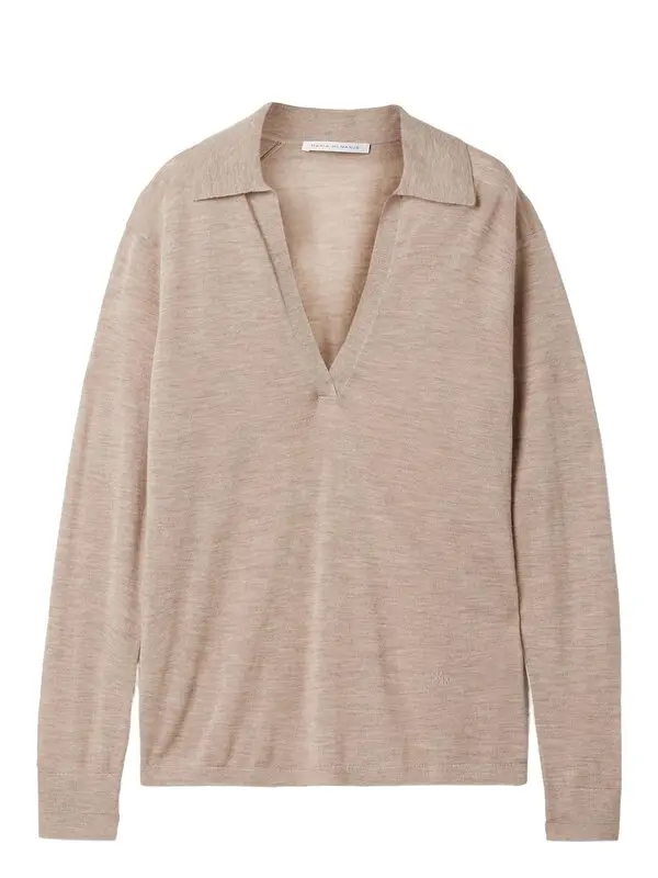 Maria Mcmanus Oversized Cashmere Polo Top - Gray