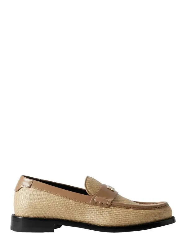 Victoria Beckham Leather-trimmed Raffia Loafers - Neutrals