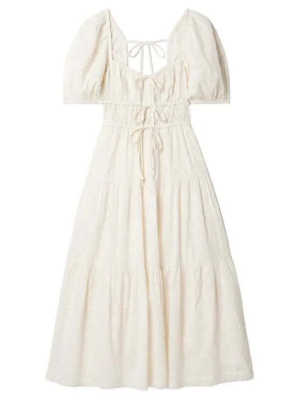 Ulla Johnson Palma Crochet-trimmed Fil Coupé Midi Dress - Ivory