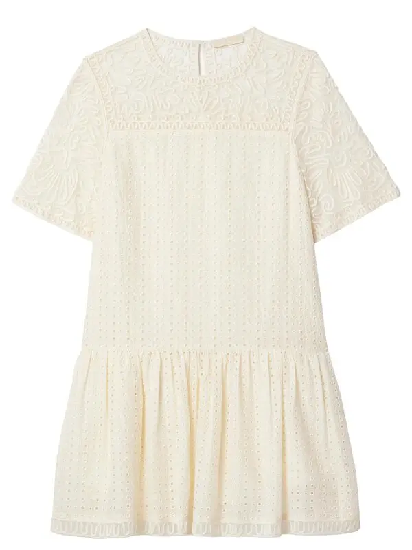 Ulla Johnson Gabi Tulle-trimmed Broderie Anglaise Mini Dress - Ivory