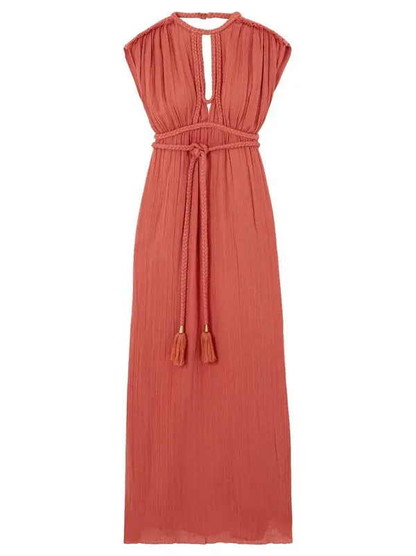 Isabel Marant Joya Open-back Braided Cotton-gauze Maxi Dress - Burgundy