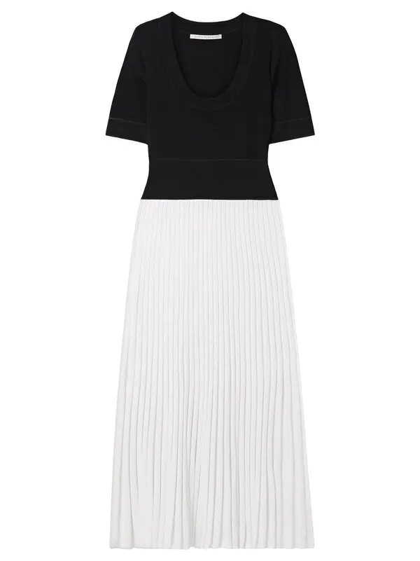 Maria Mcmanus Ballet Two-tone Pleated Midi Dress - White