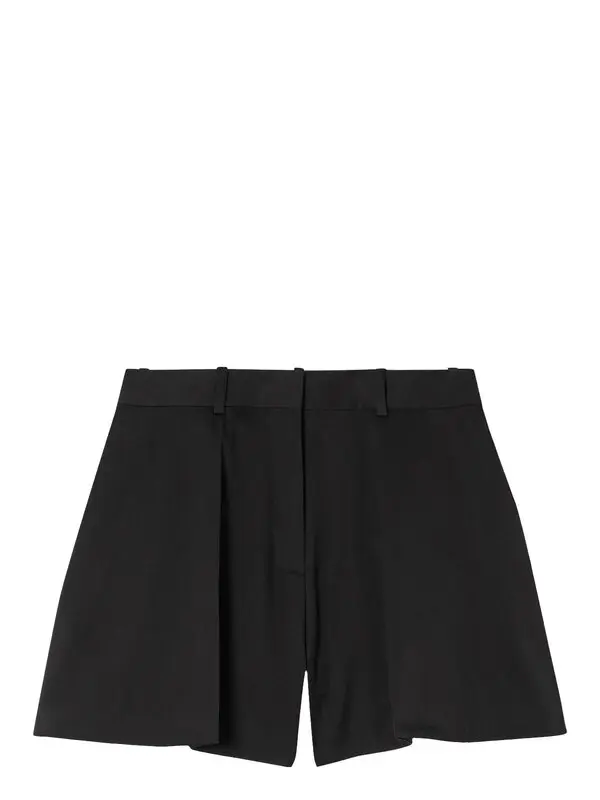 Loewe Pleated Cotton And Silk-blend Sateen Shorts - Black