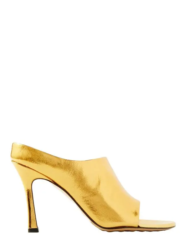 Bottega Veneta Rana Metallic Leather Mules - Gold