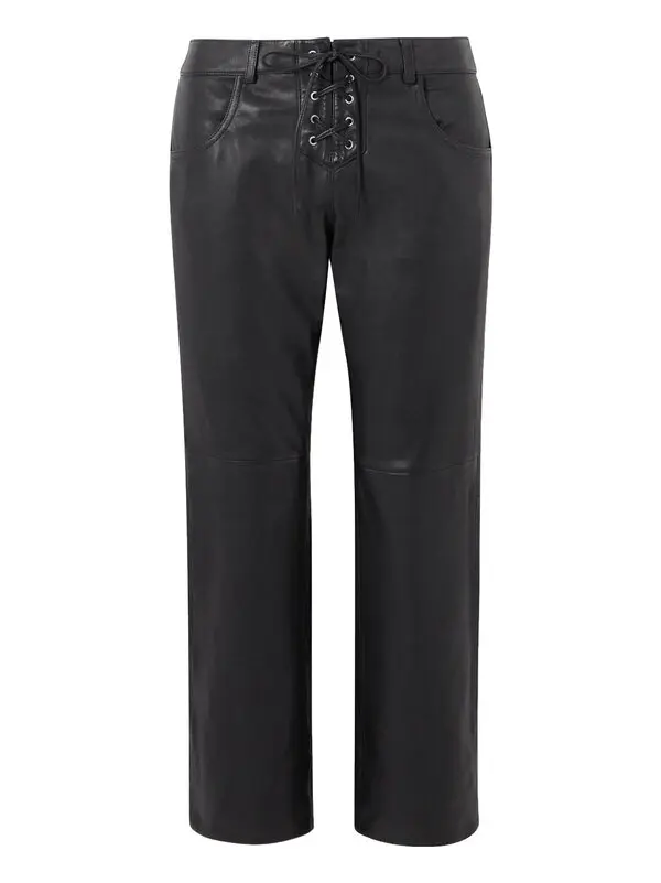 Isabel Marant Vanel Lace-up Leather Pants - Black