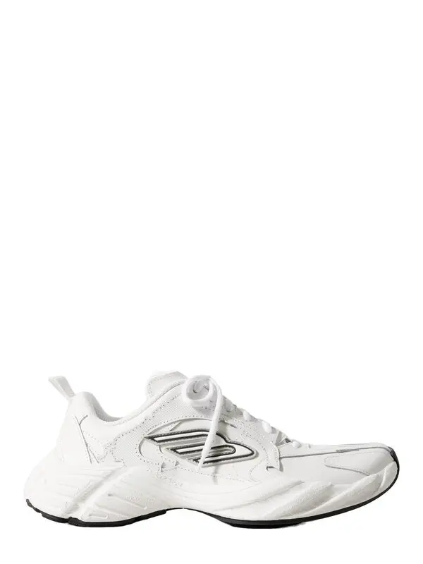 Balenciaga Monday Rubber-trimmed Leather Sneakers - White